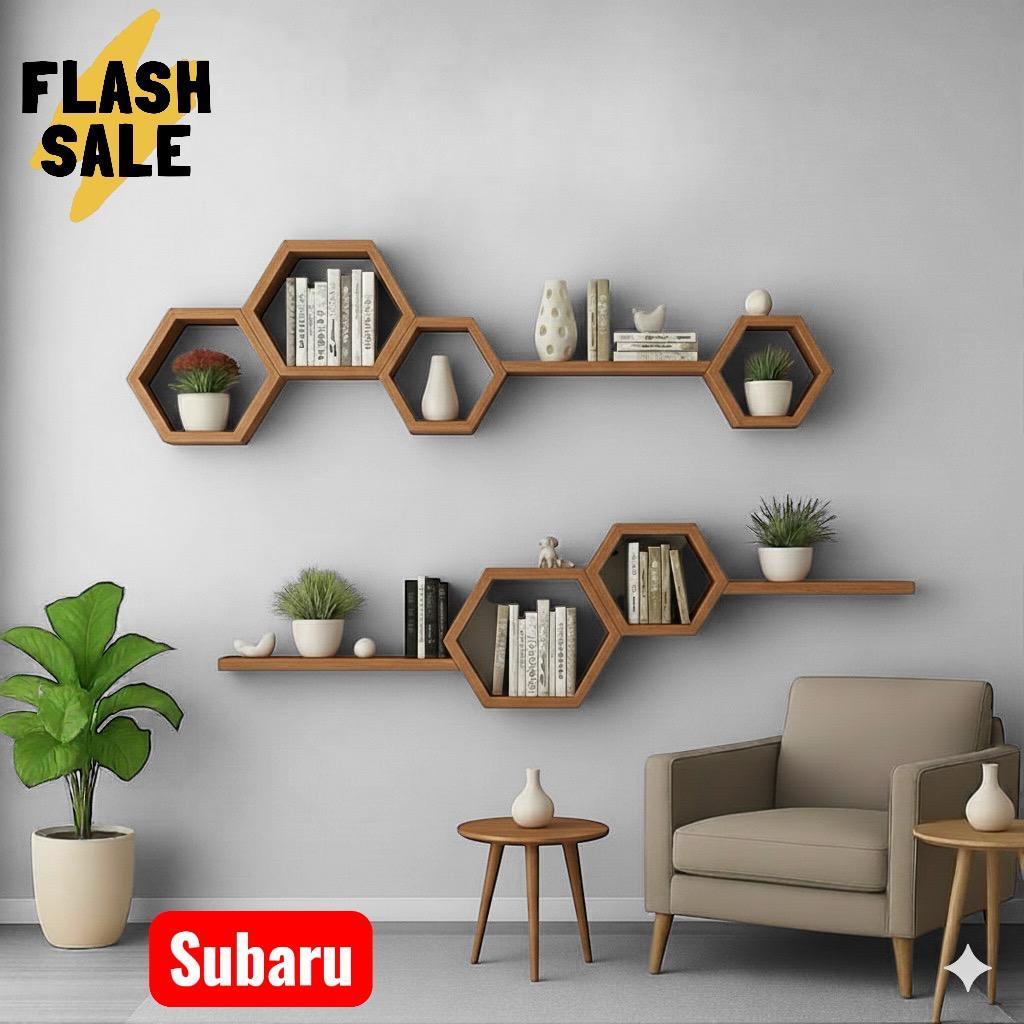 Jual Hiasan Rak Dinding 1 set hexagonal kayu jati belanda kamar tidur ...