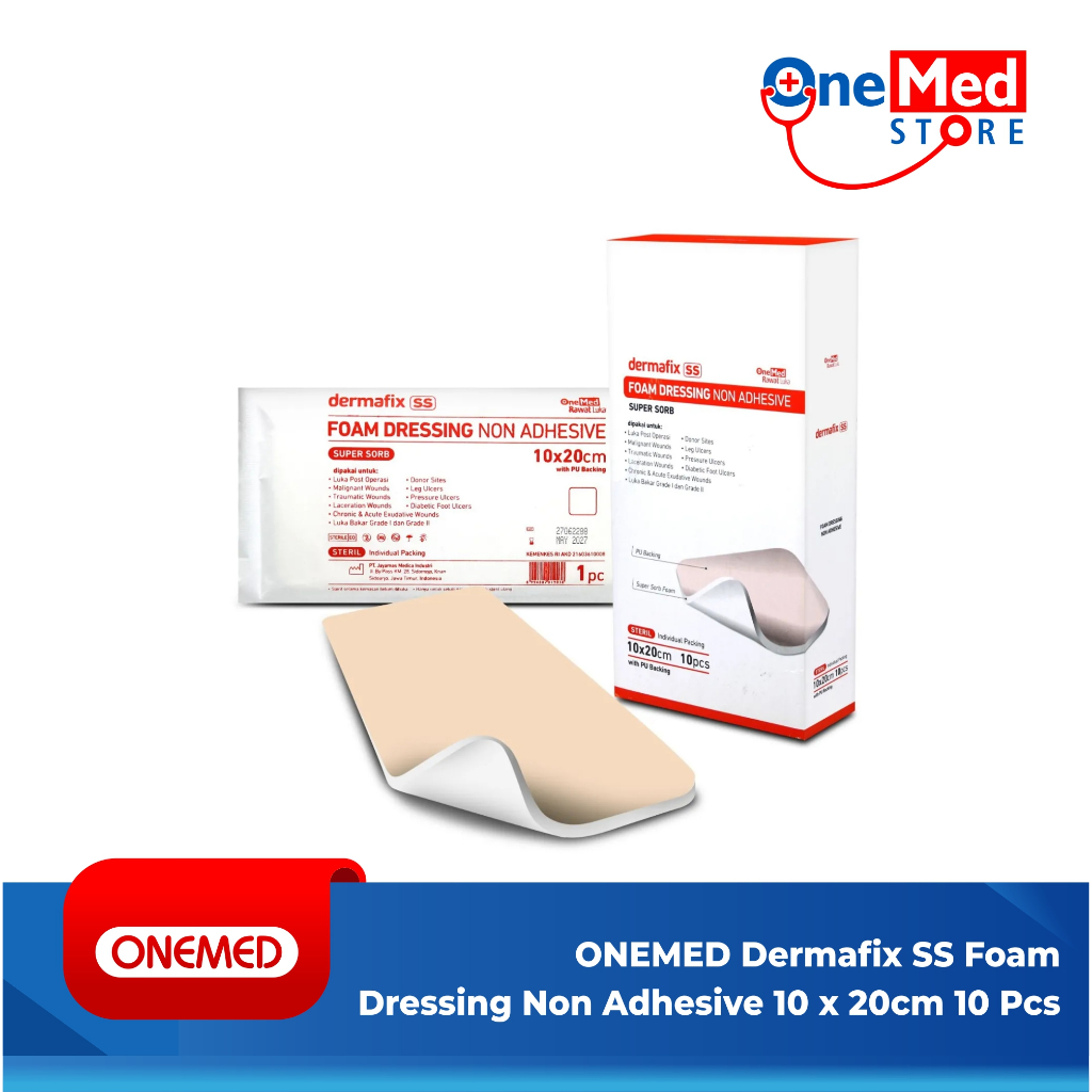 Jual Dermafix SS Foam Dressing Non Adhesive 10 x 20cm OneMed Box Isi 10 ...