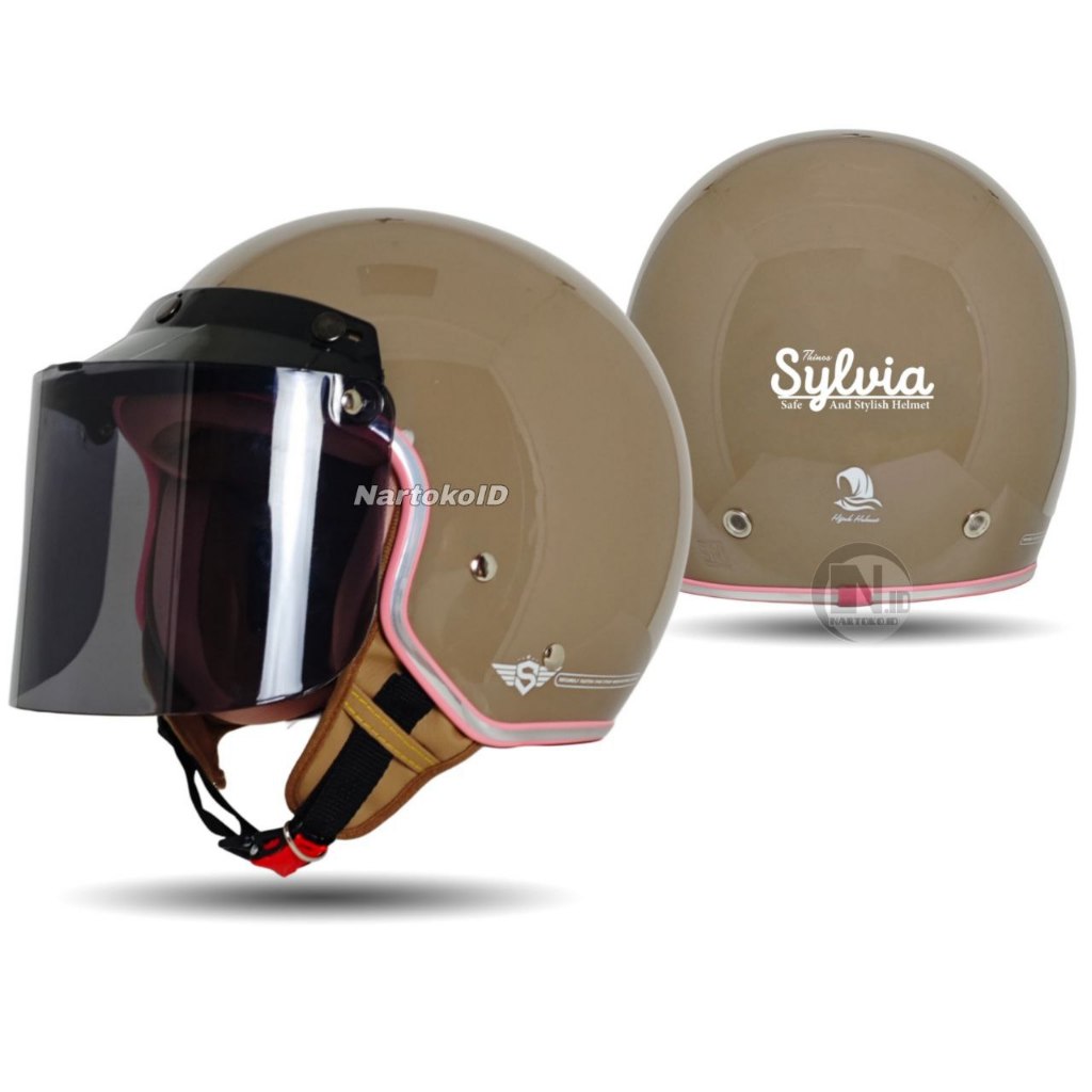 Jual Helm Retro Bogo Sylvia Millo Glossy Hijab Friendly - Helm Wanita ...