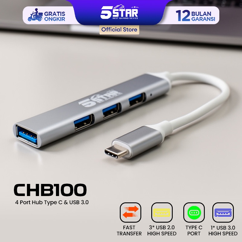 Jual 5Star CHB100 4in1 Adapter 4 Port Hub Type C & USB 3.0 Hub High ...