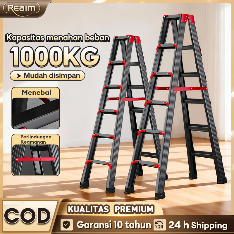 Jual Tangga Lipat aluminium 2.1M tangga portable tebal Kapasitas Angkat ...