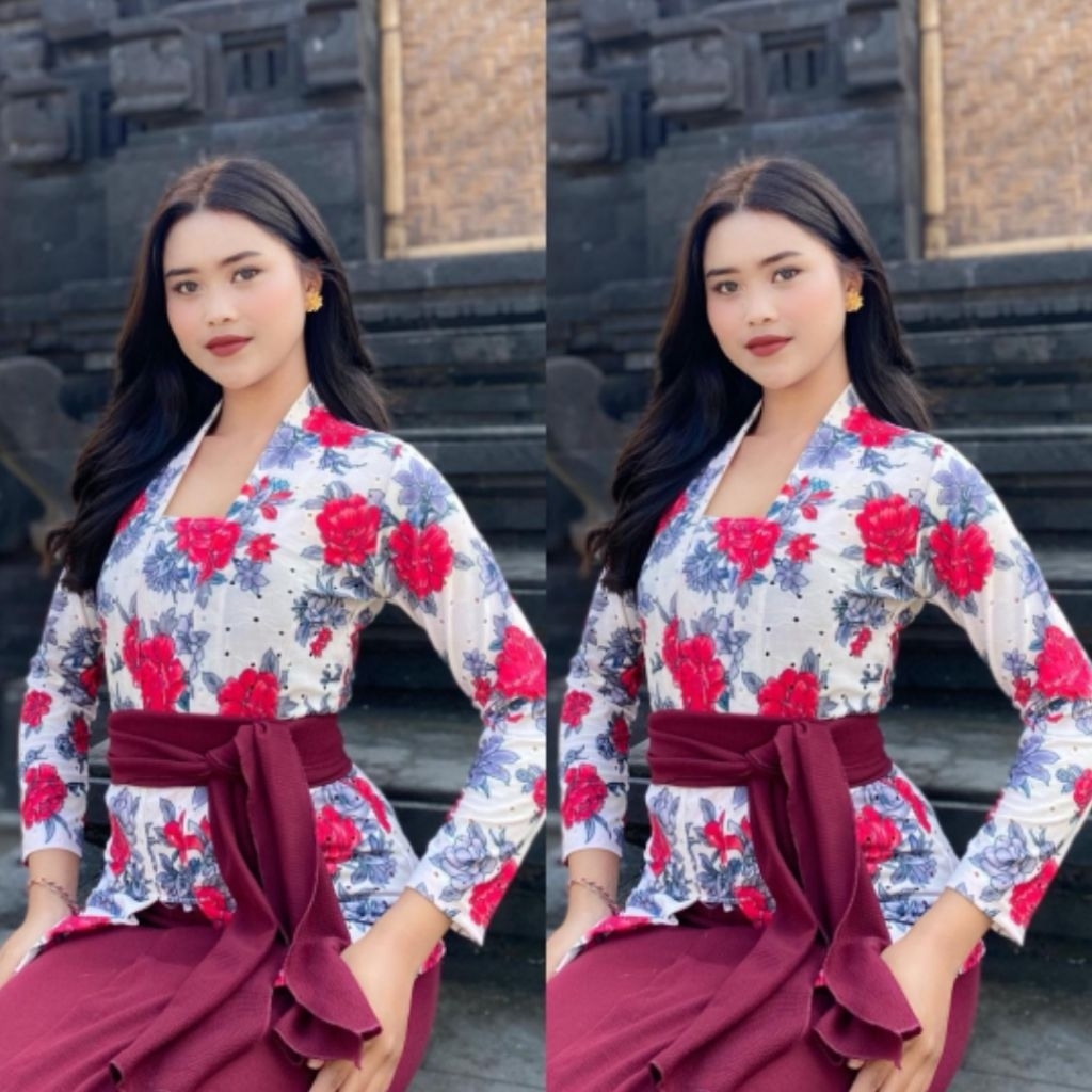 Jual (KEBAYA SAJA) kebaya bsli strait motif bunga lengan panjang/kebaya ...
