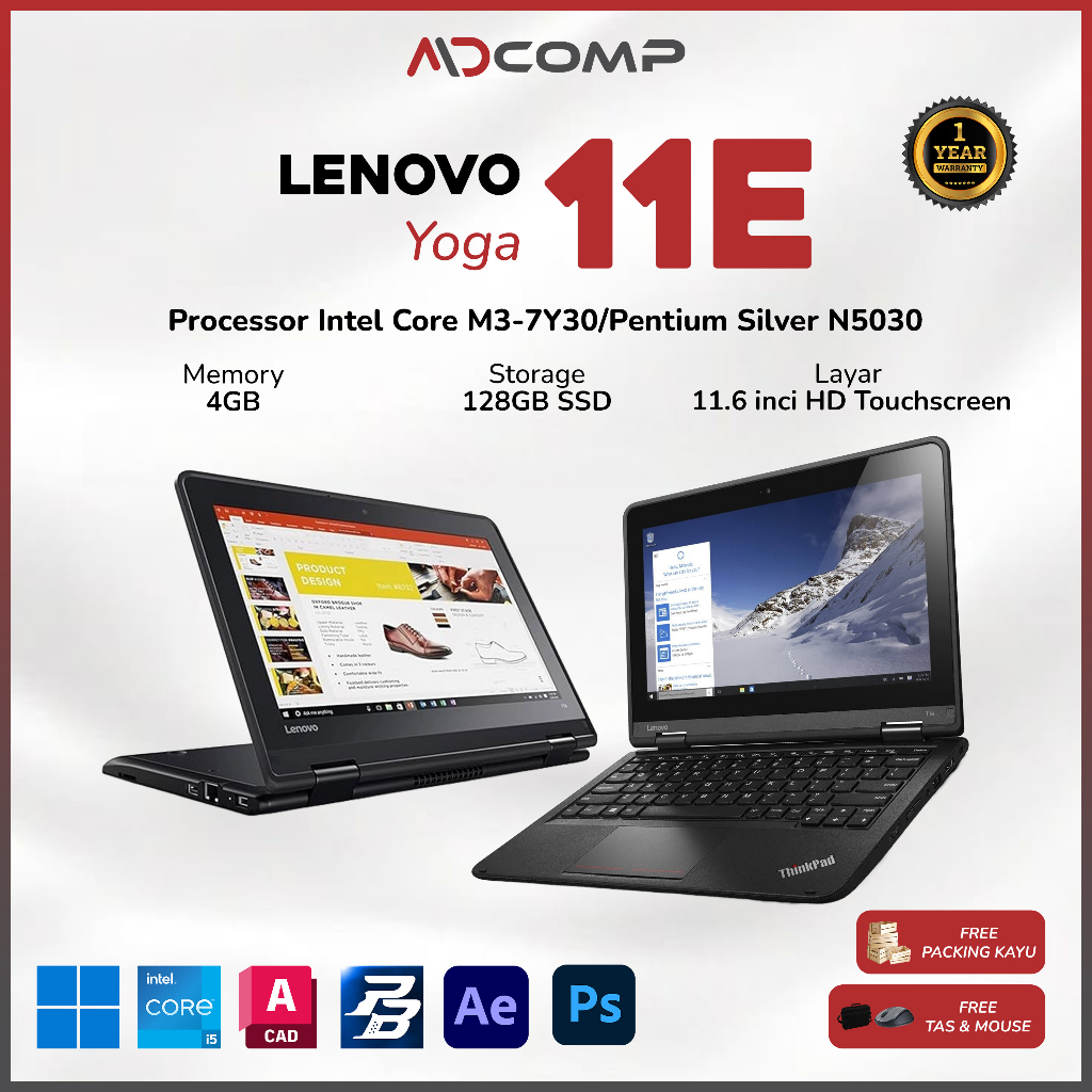 Jual Laptop Lenovo Yoga 11E Intel Core M3-7Y30/Intel Pentium Silver ...
