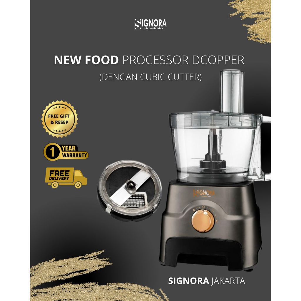 Jual SIGNORA - New food processor dcopper grey (with cubic cutter ...
