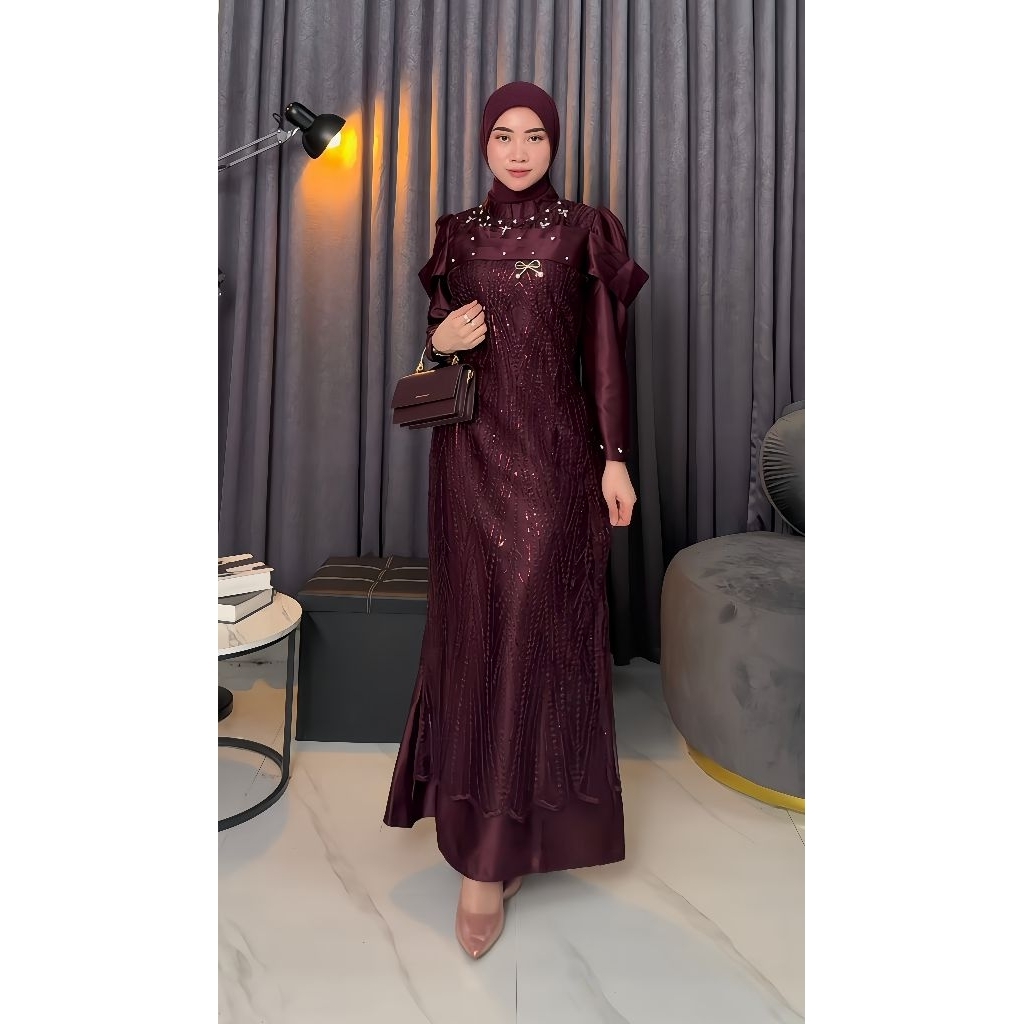 Jual Diandra Dress Gamis Pesta Brokat Mewah Premium Baju Kondangan ...
