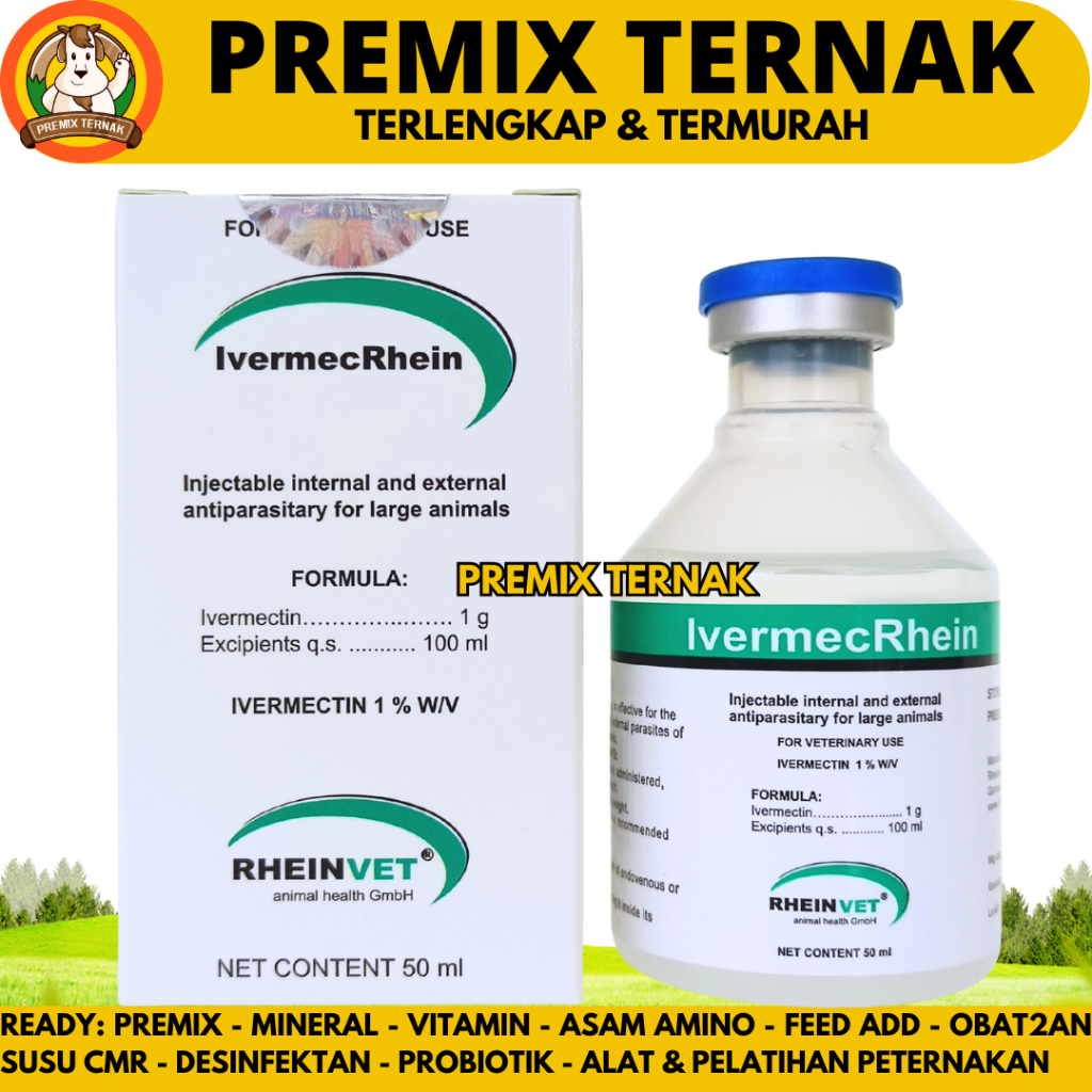 Jual IVERMECRHEIN 50ML RHEINVET - Antiparasit Hewan Anti Kutu Gudik ...