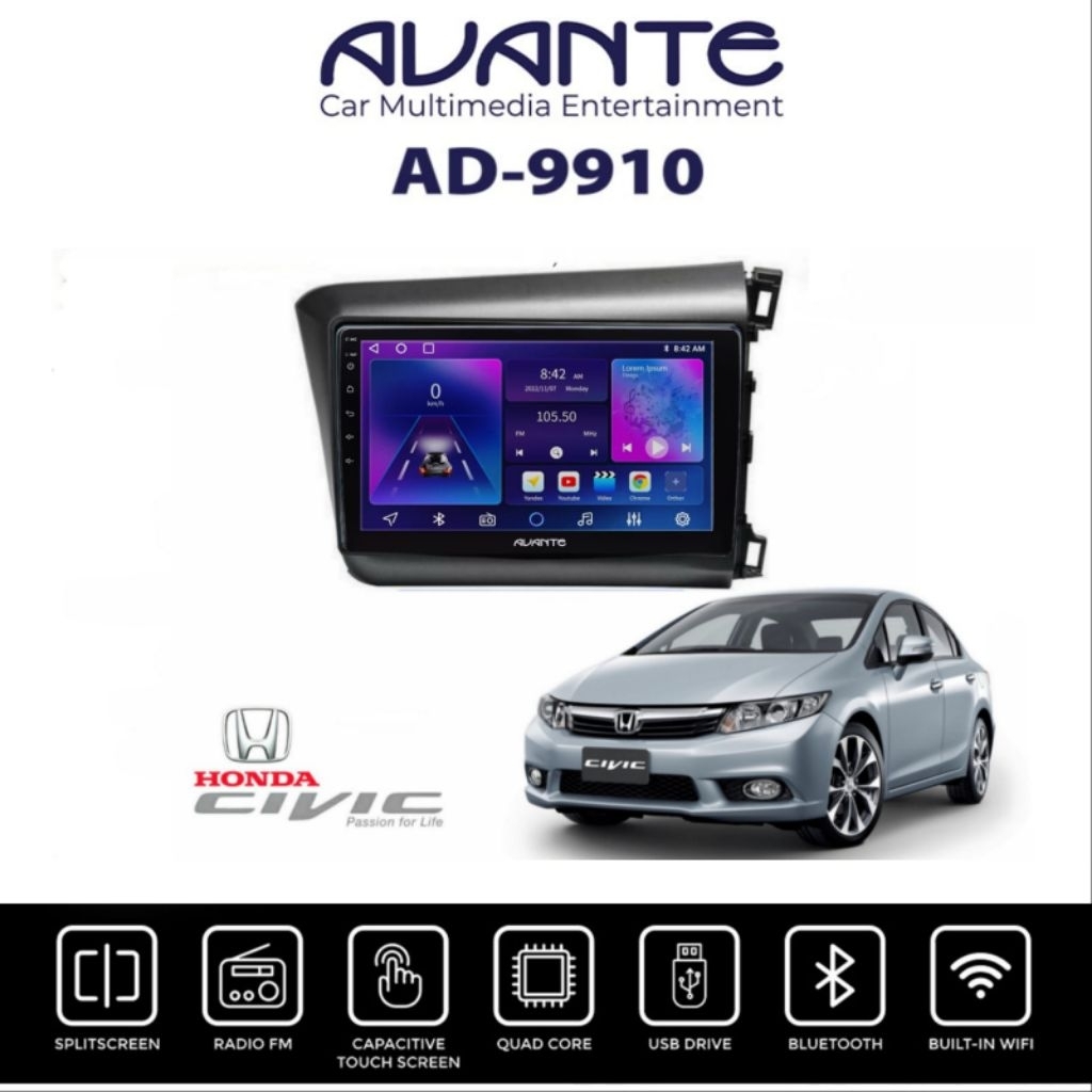 Jual Head unit Android Avante Chorus AD-9910 Karaoke OEM Honda CIVIC ...