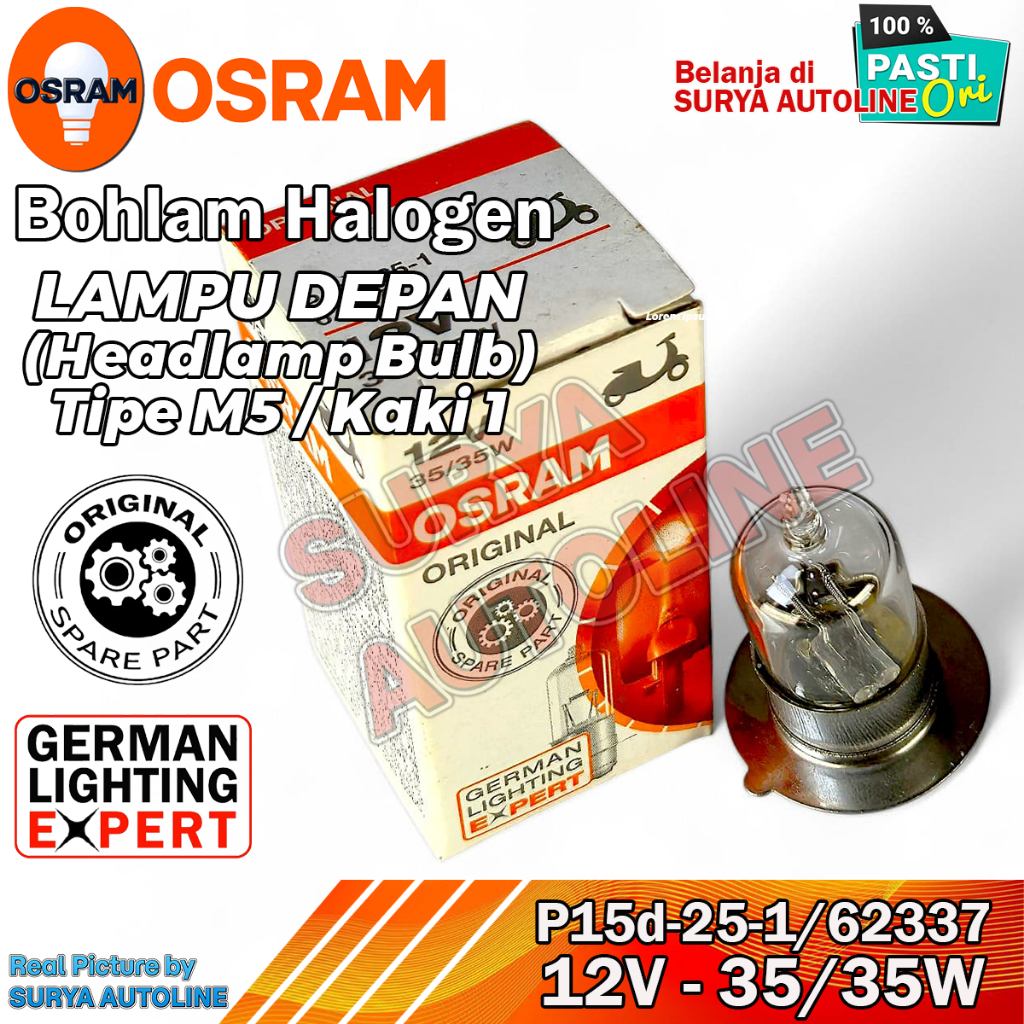 Jual OSRAM BOHLAM HALOGEN STANDAR LAMPU DEPAN MOTOR P15d - 25 - 1 ...