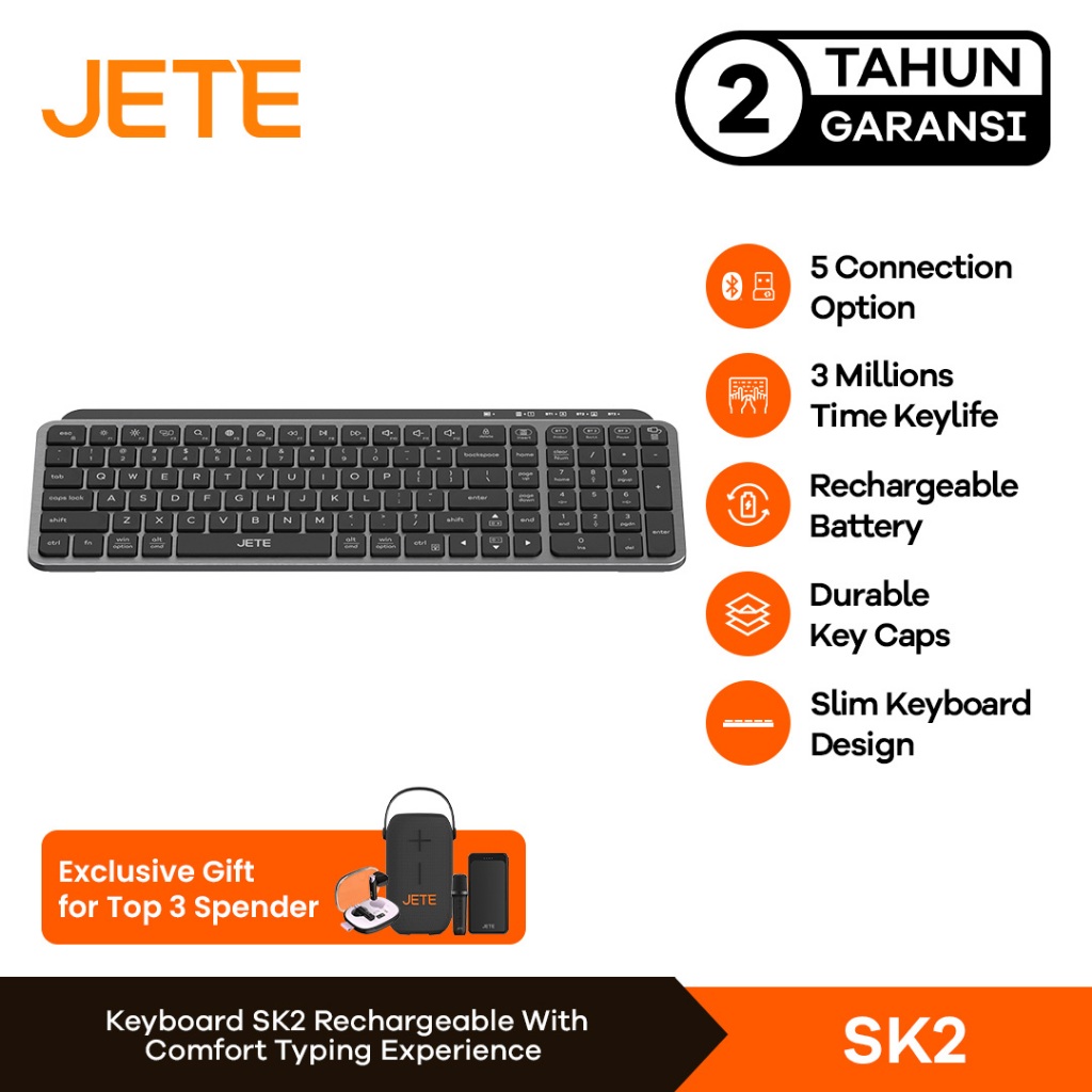 Jual Keyboard Wireless JETE SK2 Keyboard Portable USB Dongle Wireless ...