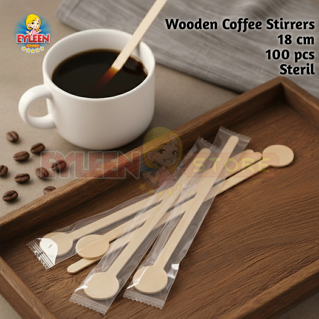 Jual Stick Kayu Pengaduk Kopi Steril 18 cm Circle Round Steril Birch ...
