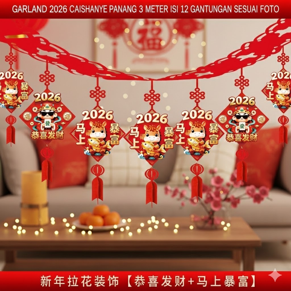 Jual Garland / Gantungan Hiasan Imlek Tahun 2026 Kuda Horse Rezeki ...