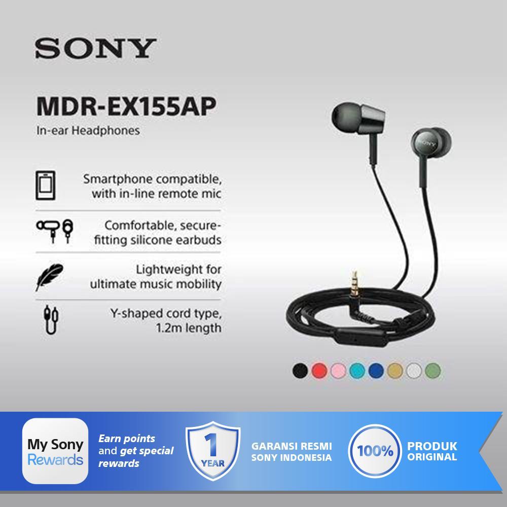 Jual SONY MDR-EX155AP Earphone With Mic / EX155AP / EX-155AP | Shopee ...
