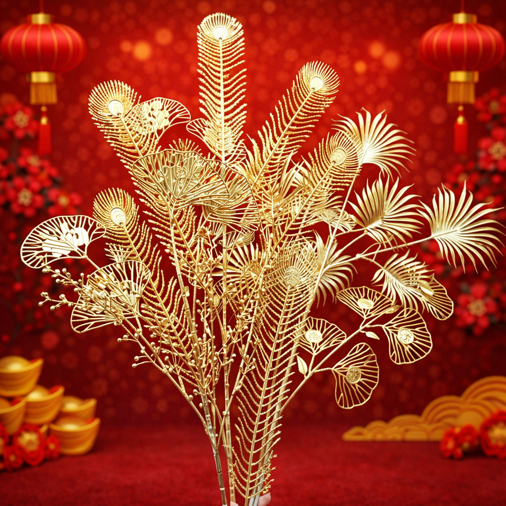 Jual Hiasan Bunga Emas Imlek Dekorasi Fake Plant Accessory For Imlek ...
