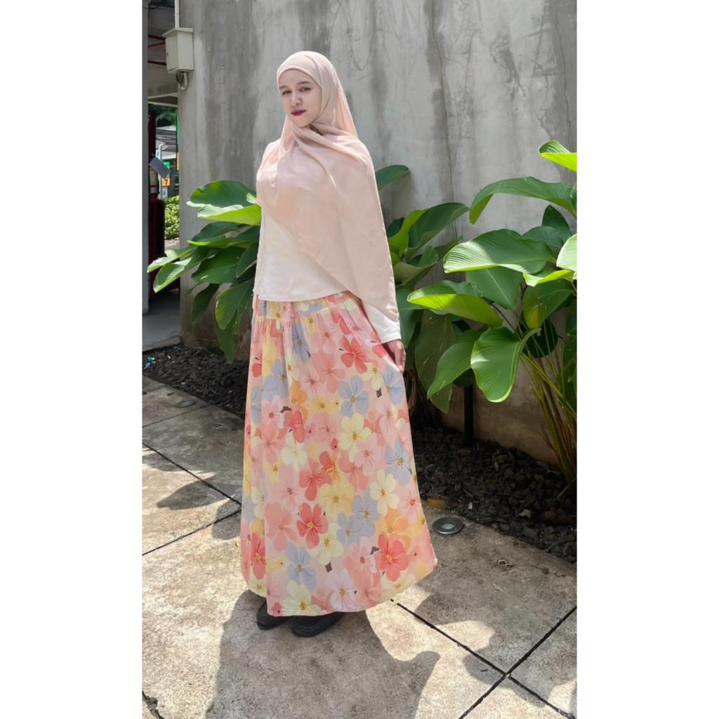 Jual ROK FLORAL PANJANG WANITA BUNGA/ floral skirt/ rok motif bunga ...