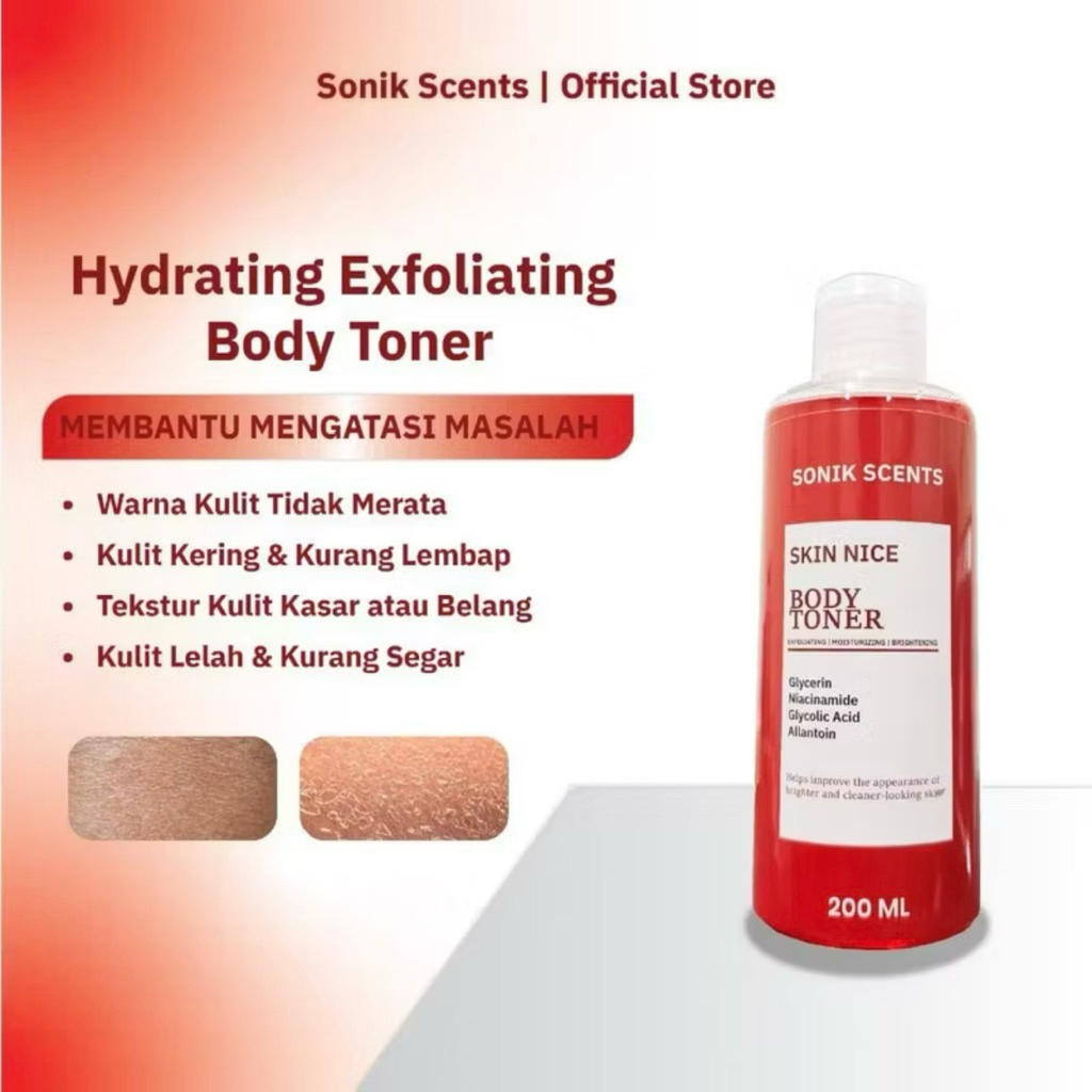 Jual SONIK SCENTS SKIN NICE BODY TONER MERAH 200 ML mencerahkan ...