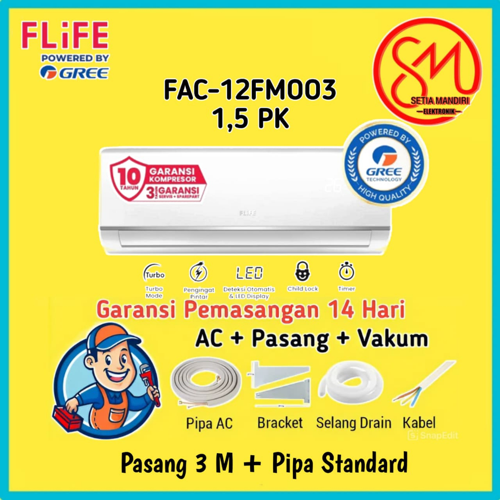 Jual FLIFE by GREE AC 1.5 PK Standard - Turbo Mode - LED Display ...