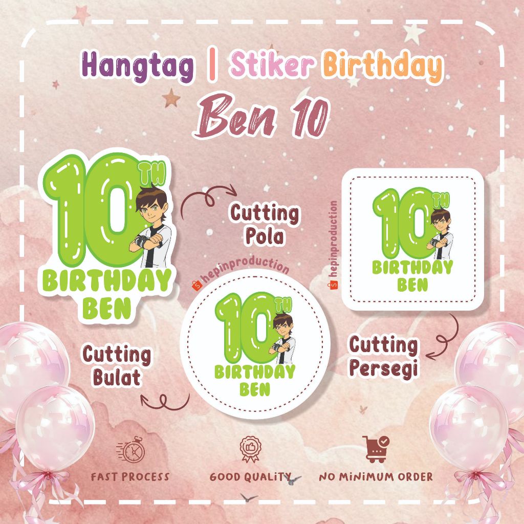 Jual (30pcs) Hang tag - stiker varian BEN 10 khusus ulang tahun ...