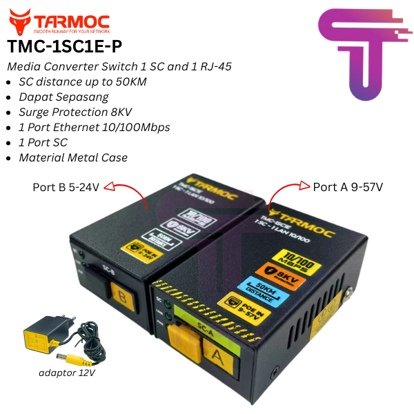 Jual Tarmoc TMC-1SC1E-P | Media Converter 1FO 1LAN / 1 FO 1 LAN 10 ...