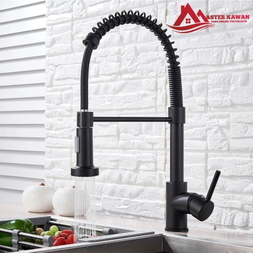 Jual Kran Kitchen Sink Panas Dingin Fleksibel Hitam Black /Kran Pantry ...