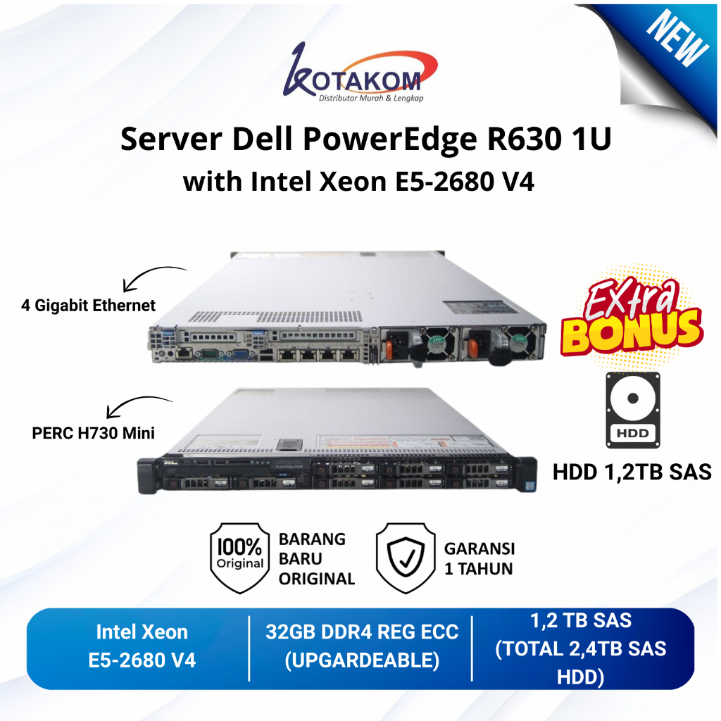 Jual Server Murah Dell PowerEdge R630 1U Intel Xeon E5-2680v4 - 32GB ...