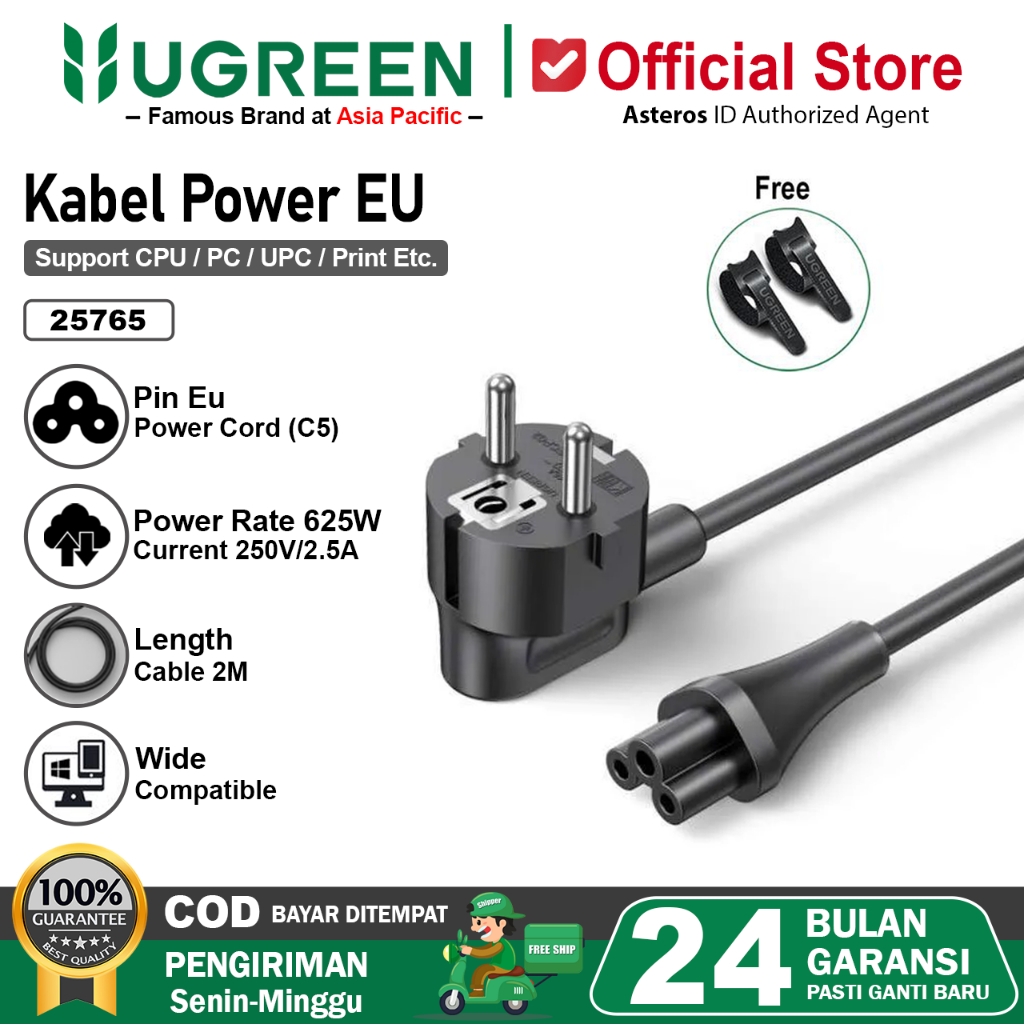 Jual UGREEN Kabel Power Adaptor Charger 3 Lubang Laptop Komputer 625w ...