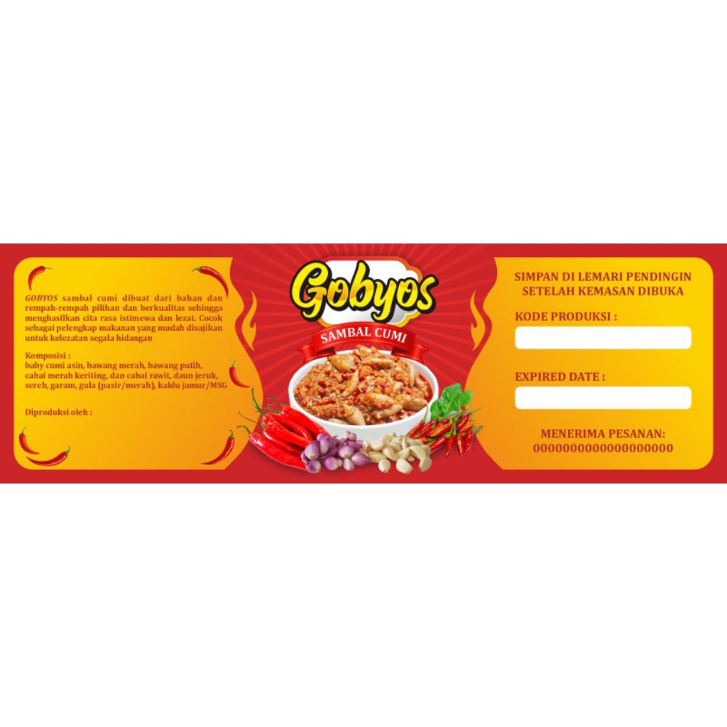 Jual stiker label sambal toples botol kemasan 150 gram bisa custom ...