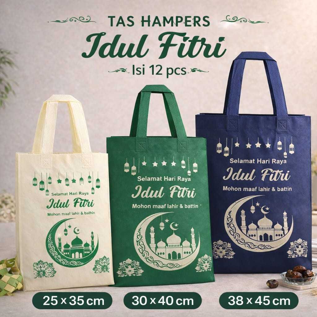 Jual (12 Pcs) Tas Lebaran Idul Fitri Hampers Tebal 60/65 GSM GoodieBag ...