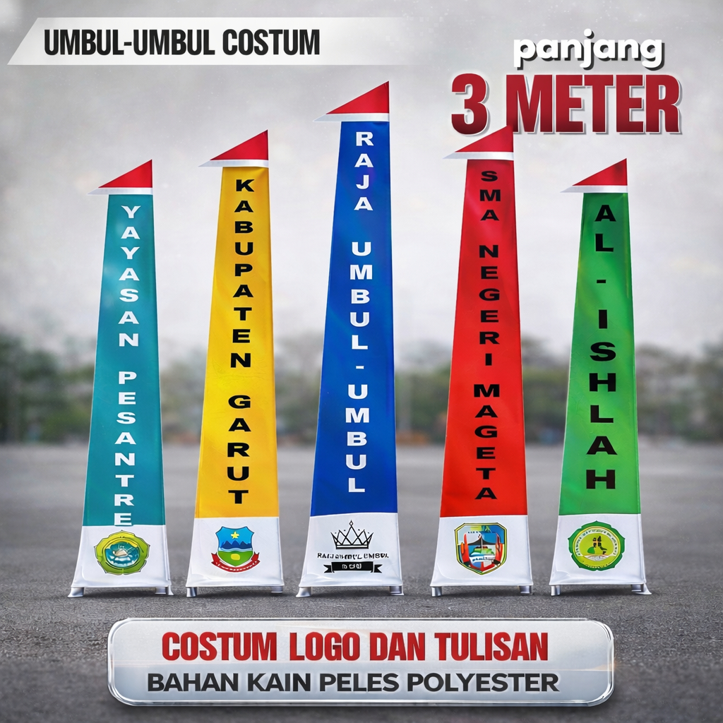 Jual BENDERA UMBUL UMBUL CUSTOM 3METER DESAIN LOGO DAN WARNA BISA ...