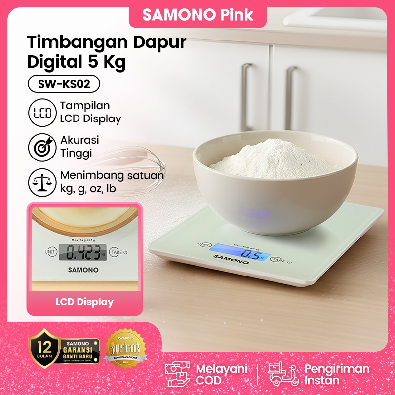 Jual SAMONO Timbangan Digital Dapur SW-KS02 Kapasitas 5Kg Akurasi 1 ...