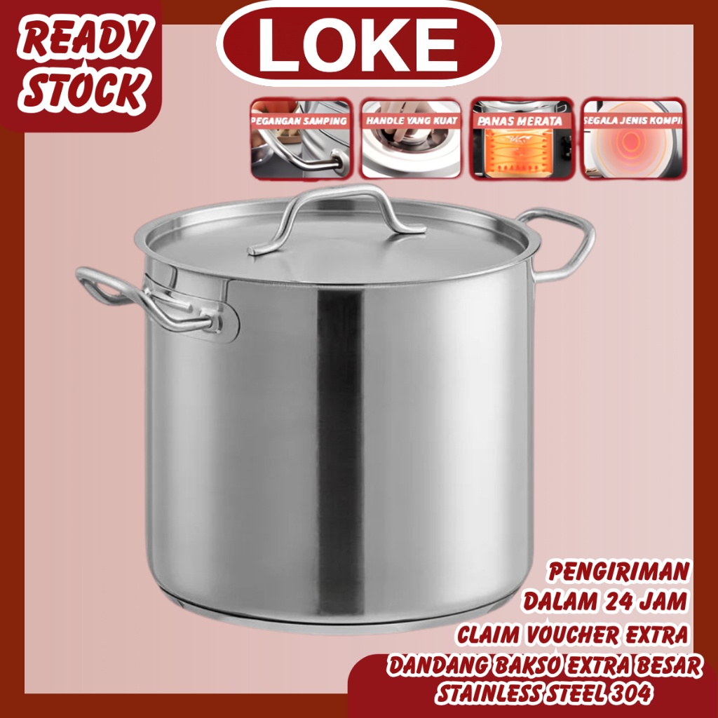 Jual LOKE Panci Dandang Besar Stockpot Jumbo Full Stainless Steel Panci ...