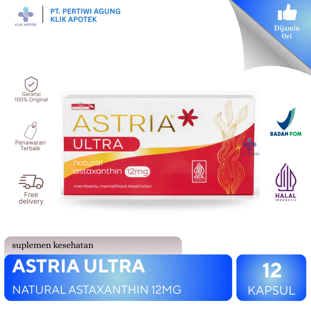 Jual ASTRIA ULTRA 12KAPSUL/BOX | NATURAL ASTAXANTHIN 12MG | SUPLEMEN ...