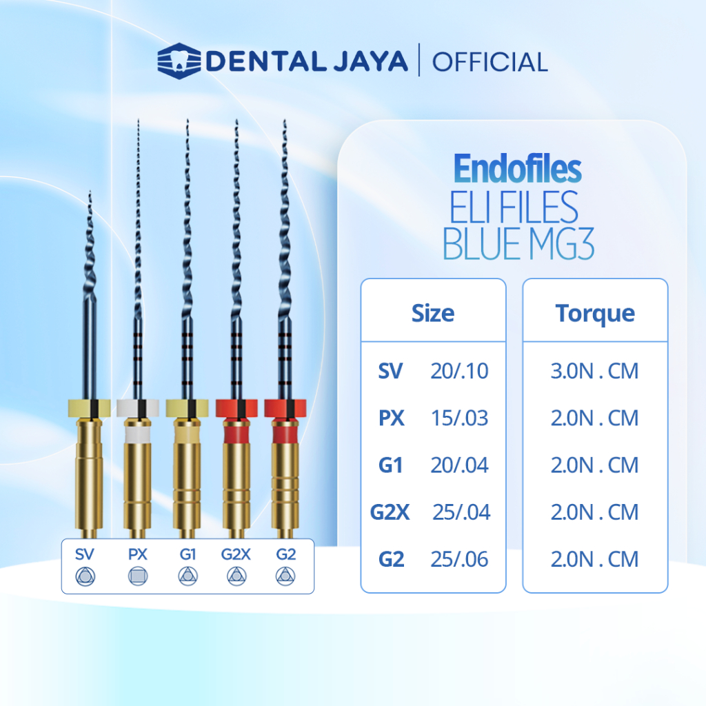 Jual Dental Eli Endo Rotary File Blue Profa Endofile MG3 Perfect lentur ...
