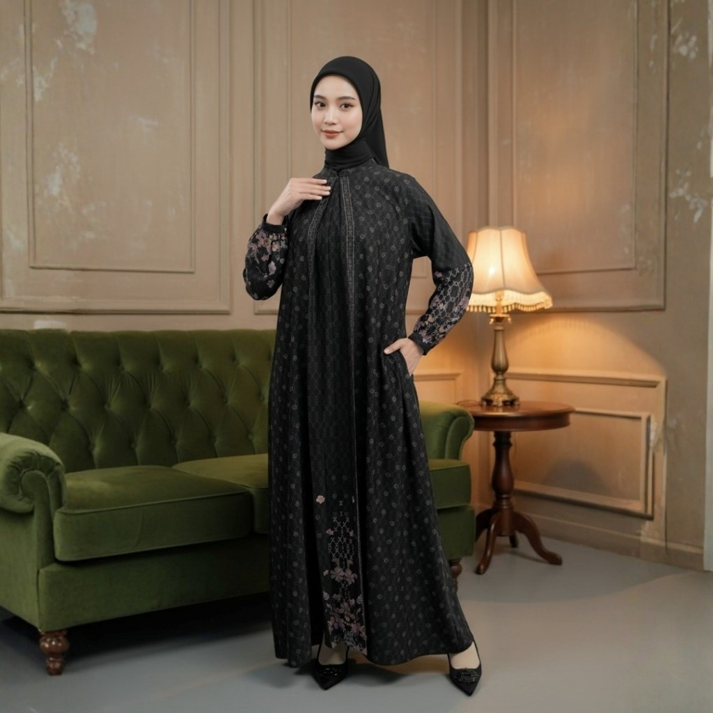 Jual Zoya Filiz Dress Black - Gamis Muslim Wanita Busui Friendly ...