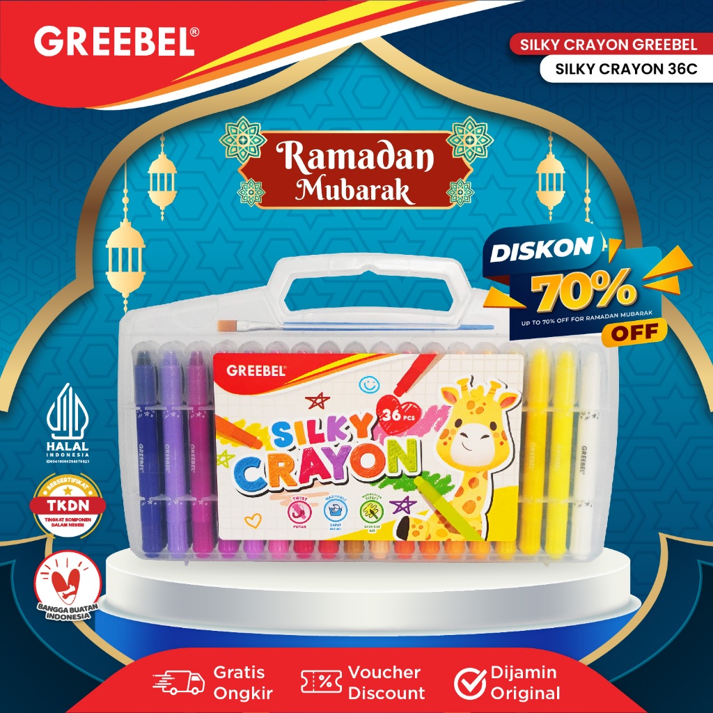 Jual GREEBEL Silky Crayon Krayon 36 Warna / Silky Crayon 36 Set Colours ...