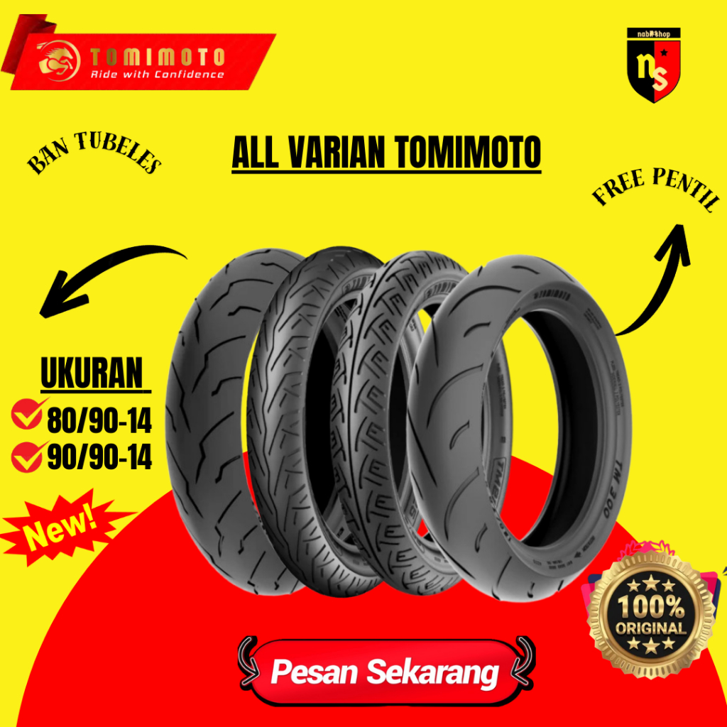 Jual Ban Motor TOMIMOTO Tubeless Ring 14 Depan Belakang TM 100 TM 125 ...