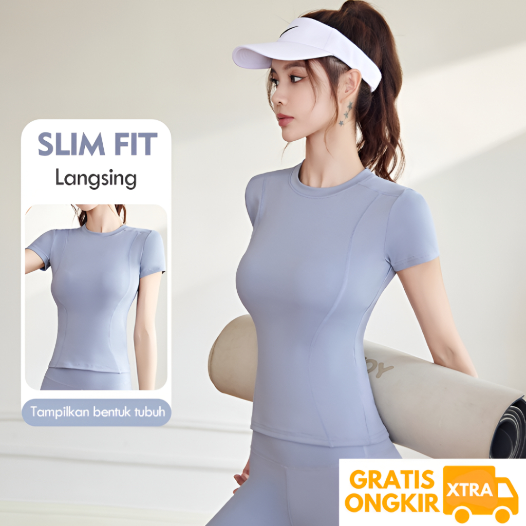 Jual Lulu Lemon Kaos Olahraga Wanita Lengan Pendek Baju Senam Wanita ...