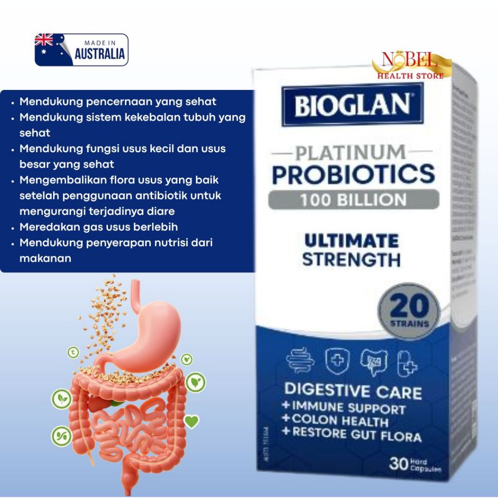 Jual Bioglan Platinum Probiotic 100 Billion digestive 30 | Shopee Indonesia