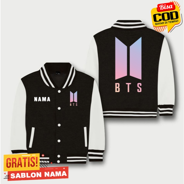 Jual Jaket Varsity Baseball Anak Anak BTS LOGO / Jaket Custom Bts Logo ...