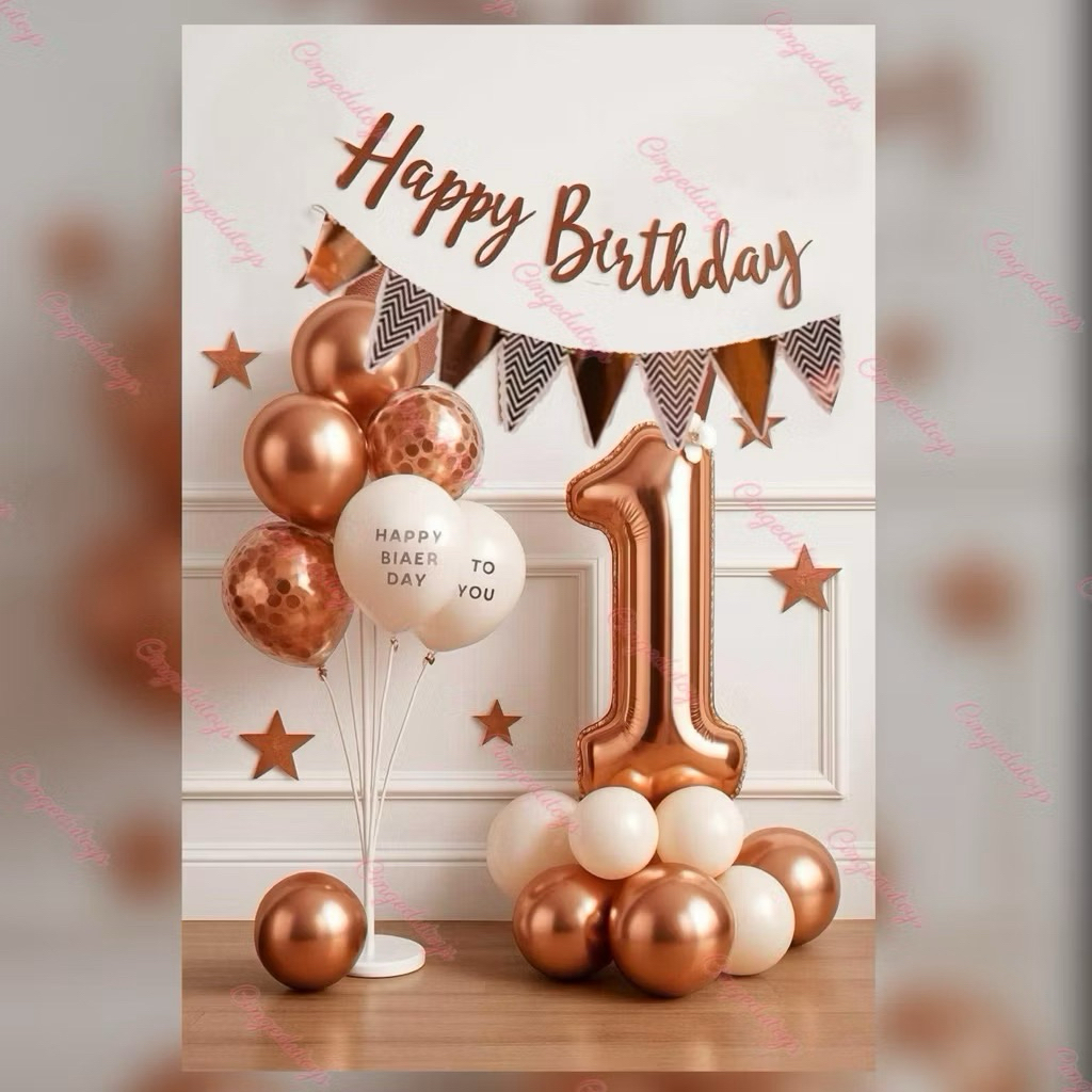 Jual Paket balon happy birthday tema GOLD silver pink hitam standing ...