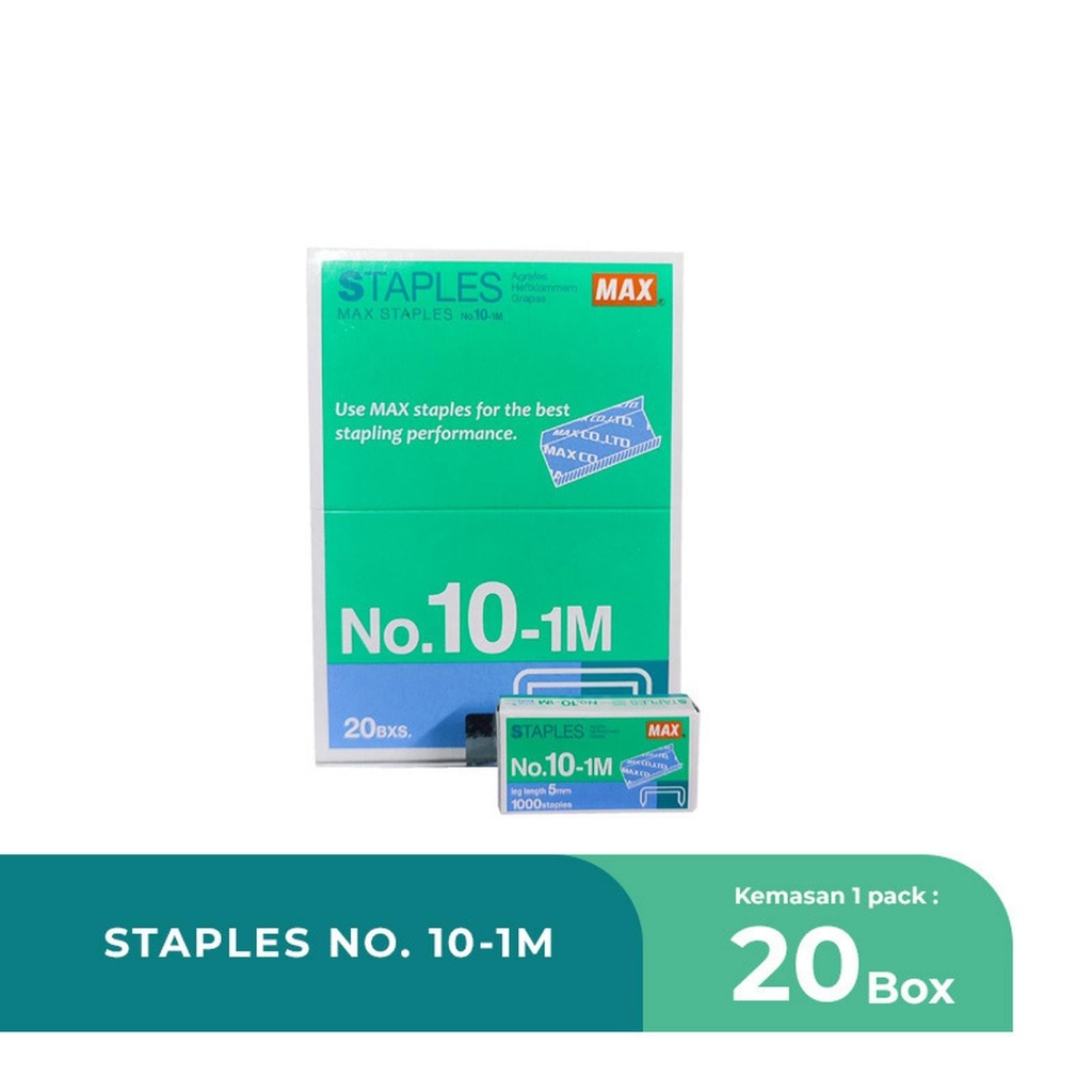 Jual Max Isi Stapler Staples No.10 (1 Box isi 20pcs) | Shopee Indonesia