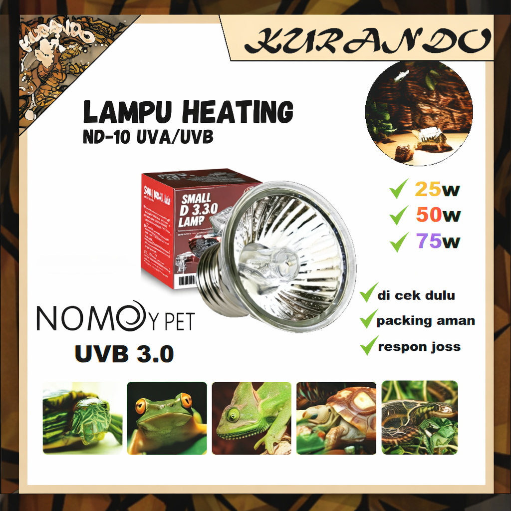 Jual Nomoy ND10 UVA UVB 25 50 75 watt Lampu Pemanas Penghangat Kandang ...