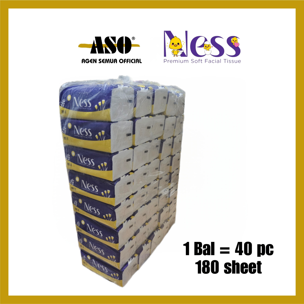 Jual [ BAL ] Tissue Tisu NESS 180 sheets 2ply facial tissue ( ISI 40 ...
