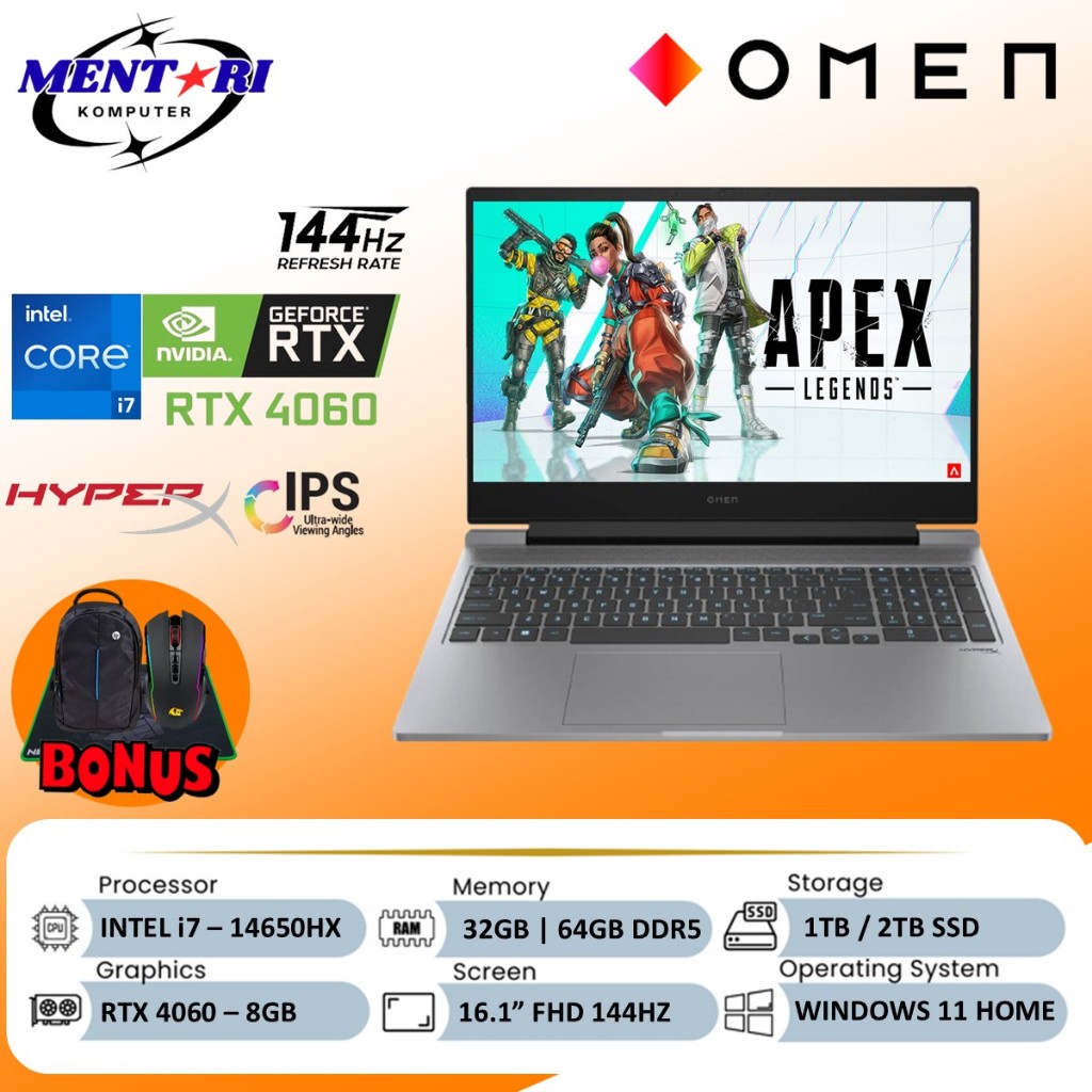 Jual HP OMEN 16 RTX 4060 i7 14650HX 64GB 2TB SSD 16.1 FHD IPS 144HZ ...