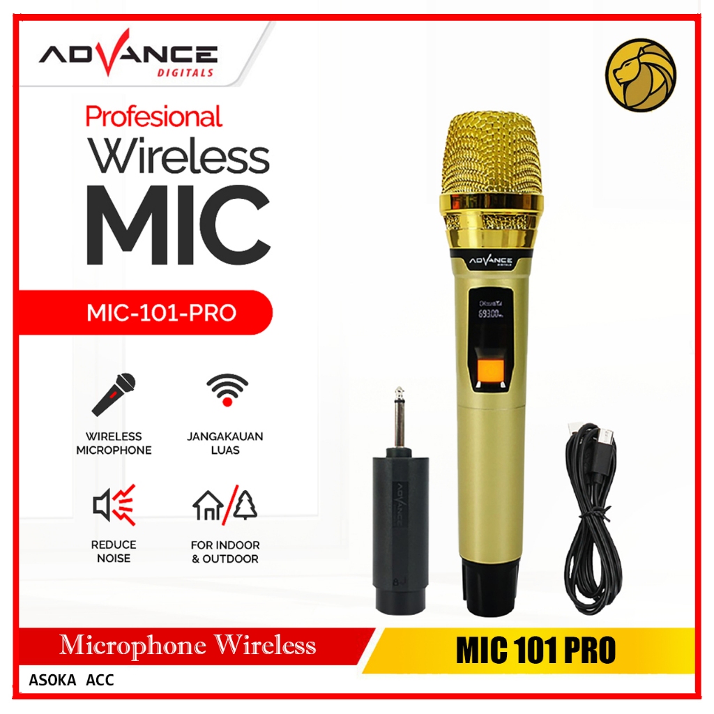 Jual Profesional Wireless Microphone Advance MIC 103 102 101 Pro (Mic ...