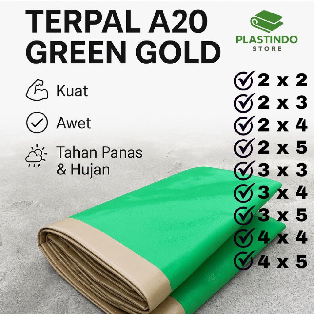 Jual Terpal plastik A20 green gold tebal kuat awet tahan panas dan ...