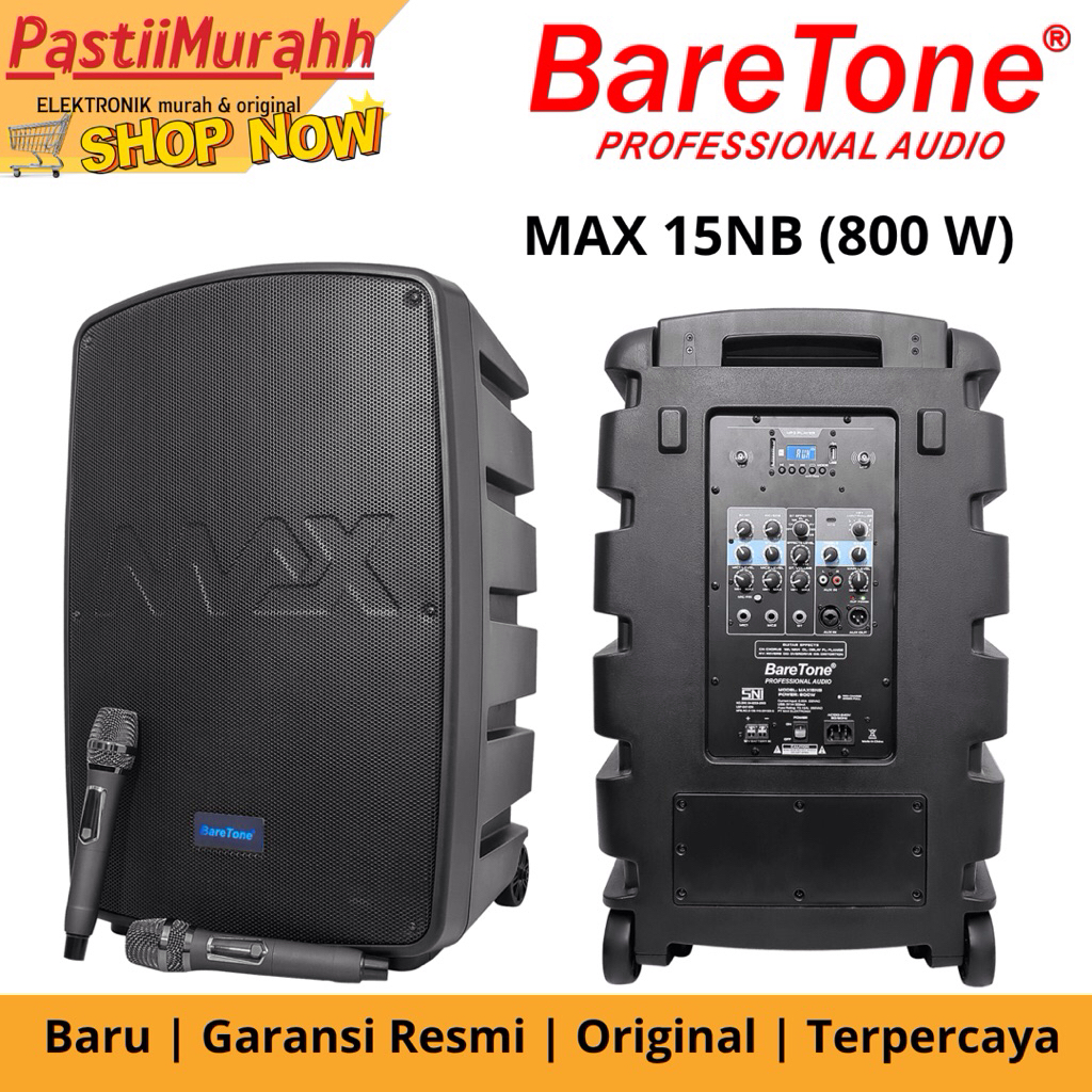Jual BARETONE PORTABLE SPEAKER MAX 15NB (15 inch) 800 watt speaker ...