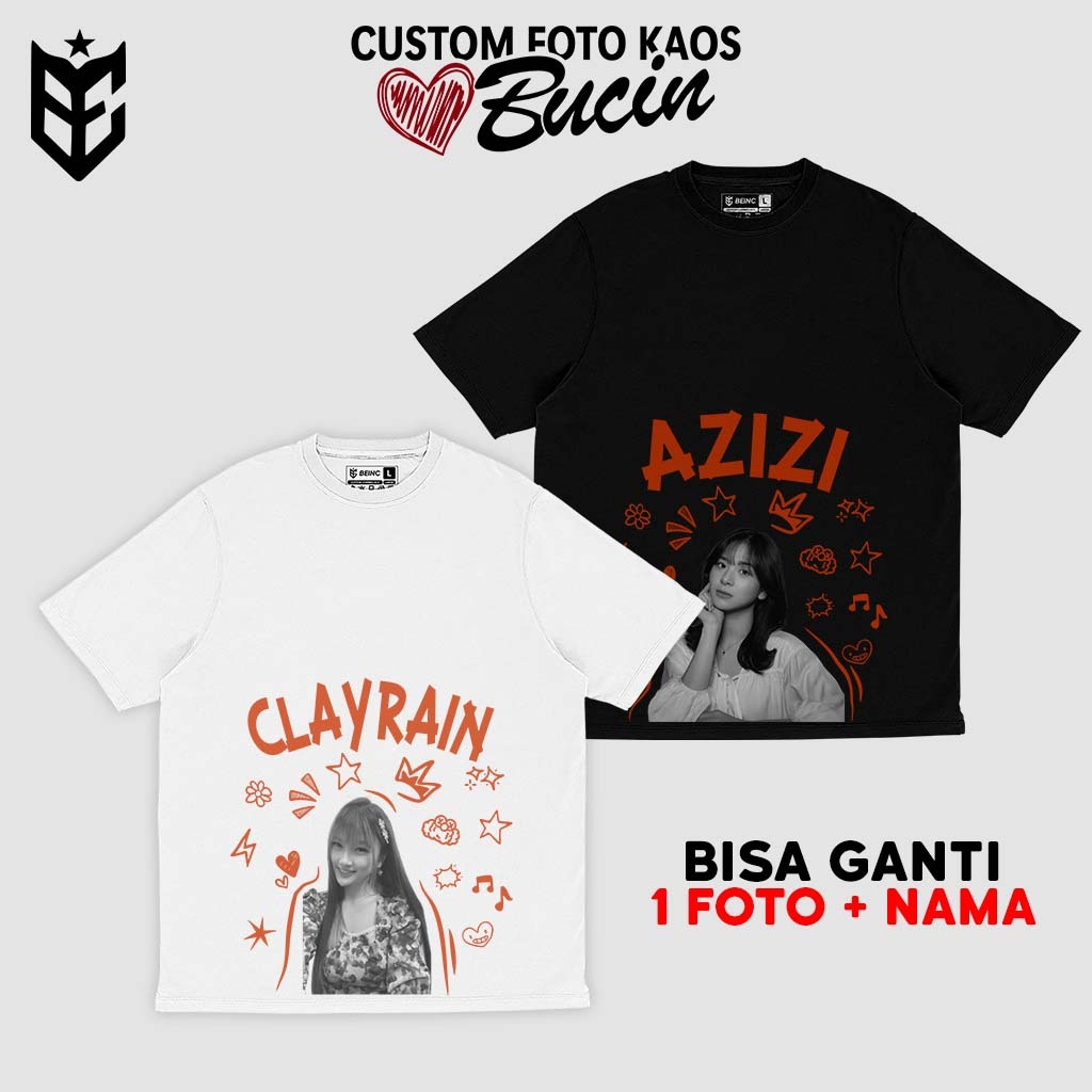 Jual BE INC - Kaos Custom Bucin Doodle + Custom Nama dan Foto T-shirt ...