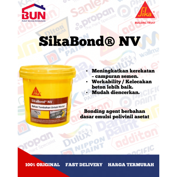 Jual Sikabond NV pail 10kg lem beton bonding agent | sika bond | Shopee ...