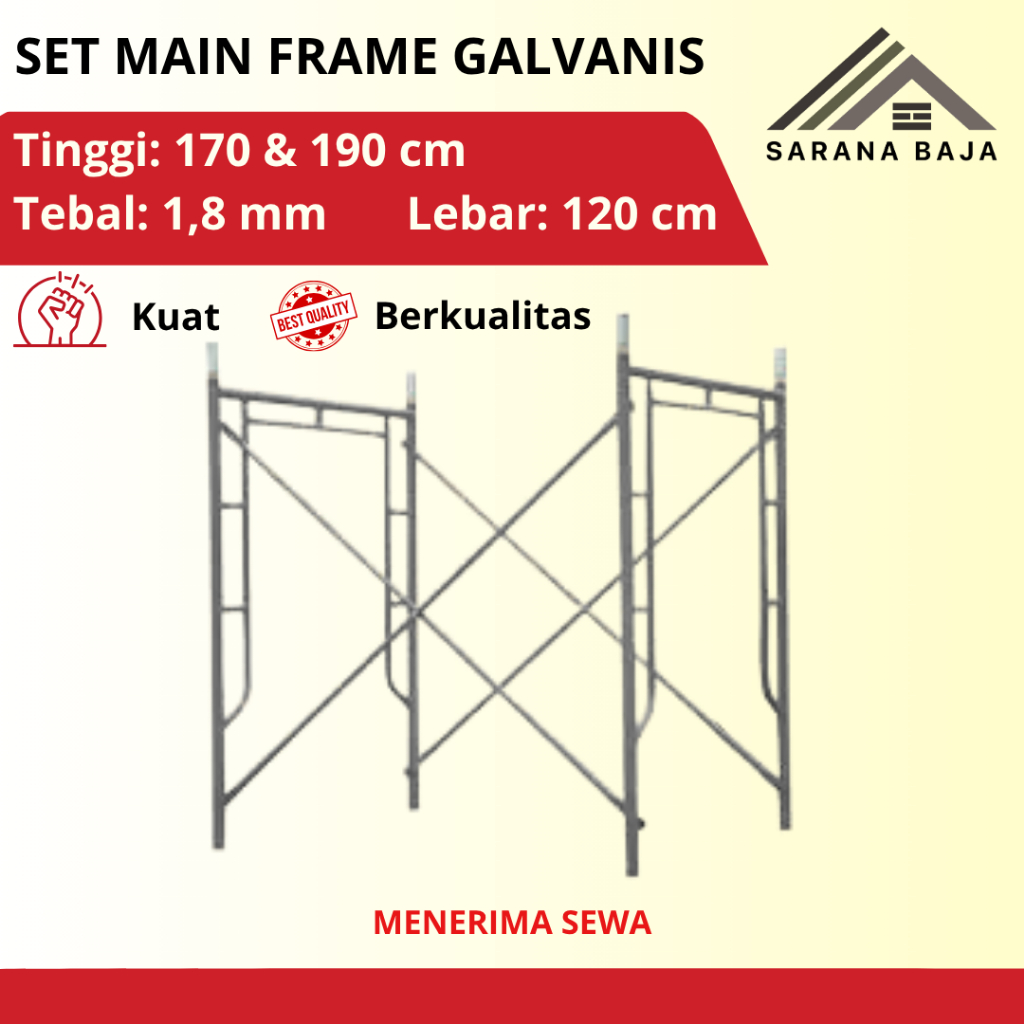 Jual SET MAIN FRAME GALVANIS 170 & 190 SCAFFOLDING - STEGGER | Shopee ...