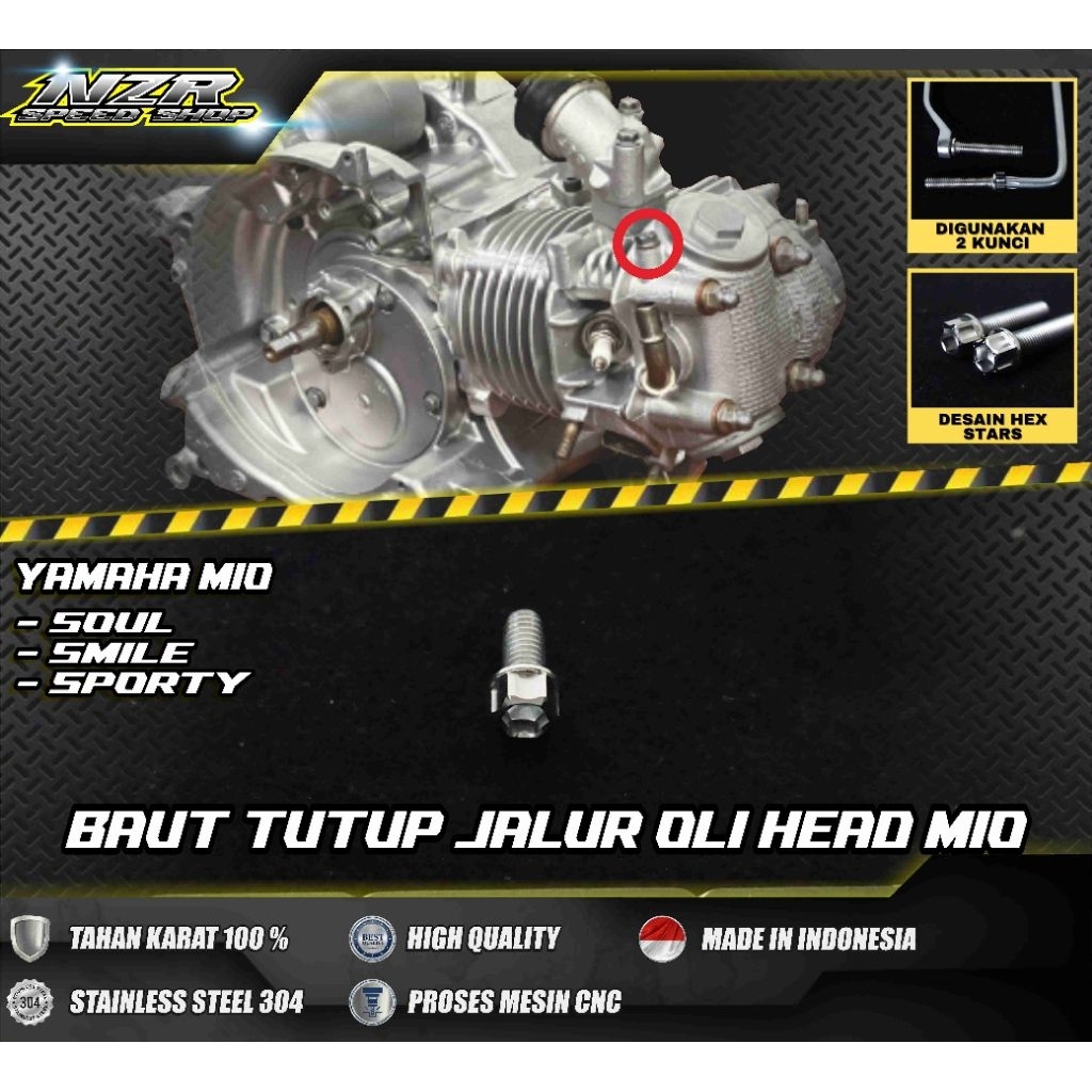 Jual BAUT TUTUP JALUR OLI HEAD YAMAHA MIO SPORTY SMILE | Shopee Indonesia